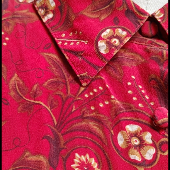 Edward | Tops | Vintage Retro Edward Red Silk Top Floral | Poshmark